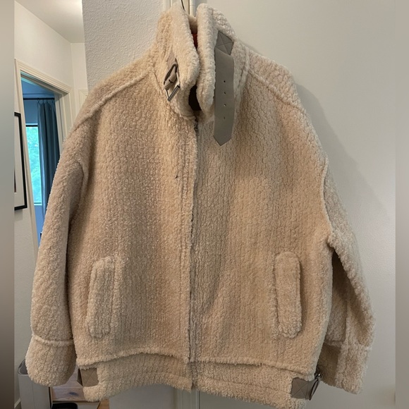 Jackets & Coats | Fuzzy Bomber Jacket With Strap Detail | Poshmark